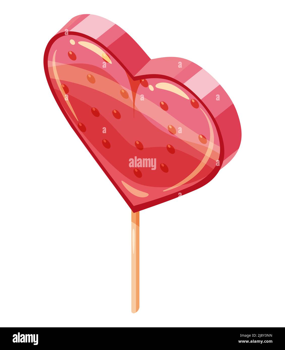 Candy Sugar Heart Lollypop Isometric. Sweet food icon cartoon style ...
