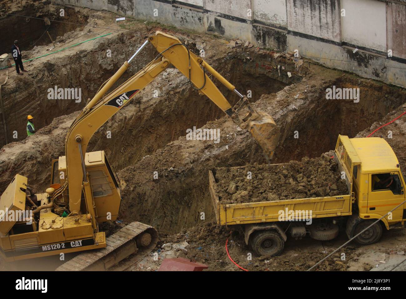09-Dec-2020, Dhaka, Bangladesh.Construction work is going on with the ...