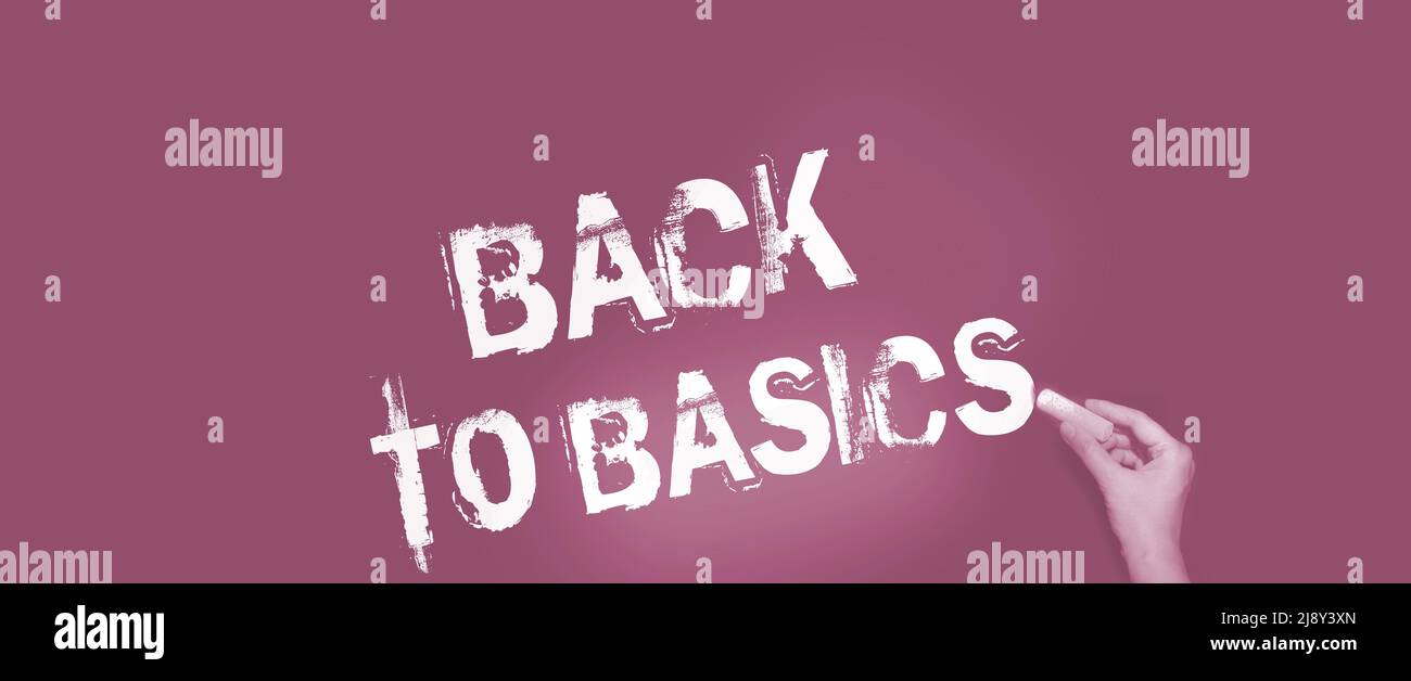 Back to basics written with chalk on blackboard. Elementary school ...