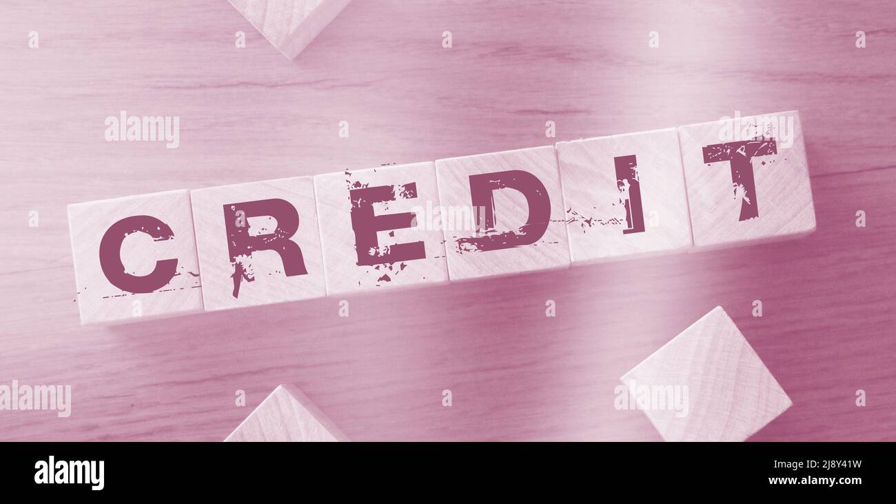 Credit, Business concept, stack of alphabet cube wooden block, credit ...