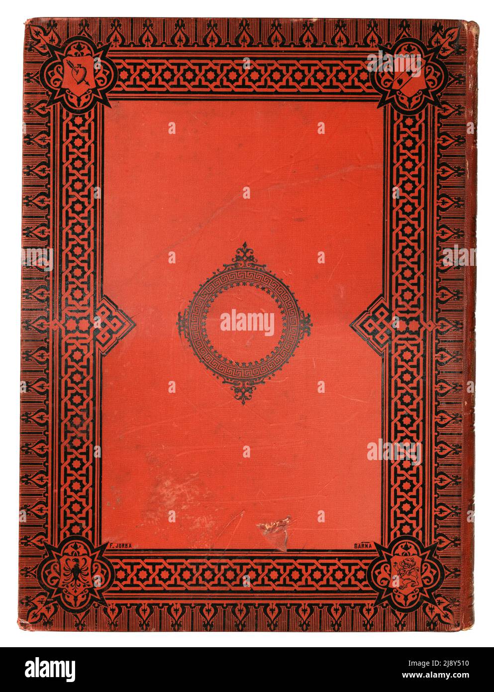 Vintage book cover, ornate border bacl and red, Victorian style Stock ...