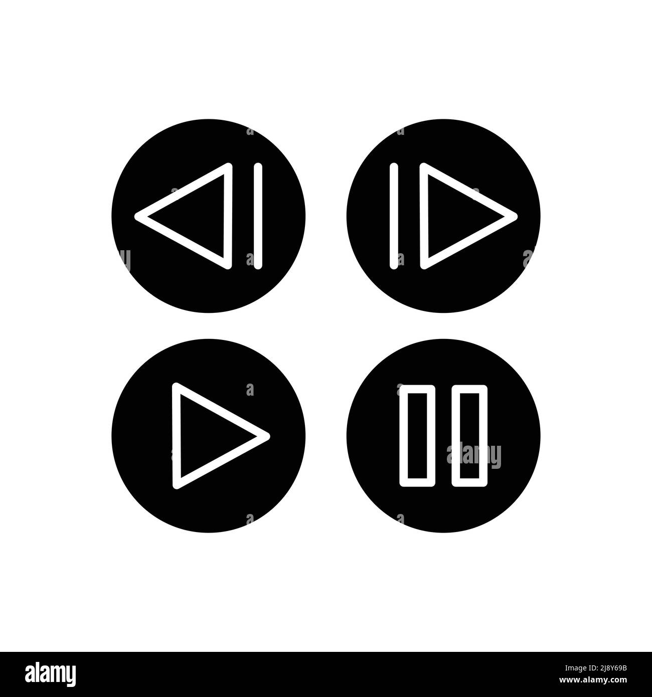 Button icon vector. music, next, back, stop, play. Solid icon style ...