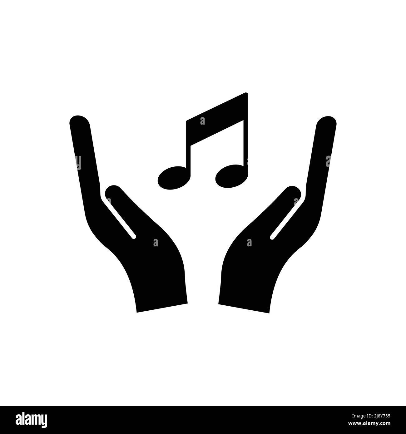 Hands icon vector with note. music. Solid icon style, glyph. Simple ...