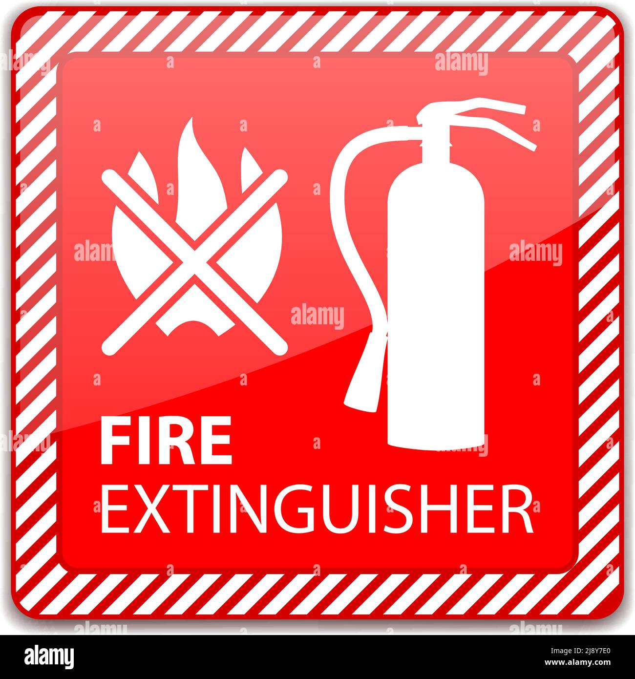 Red Fire Extinguisher Sign isolated on white. Vector Illustration ...
