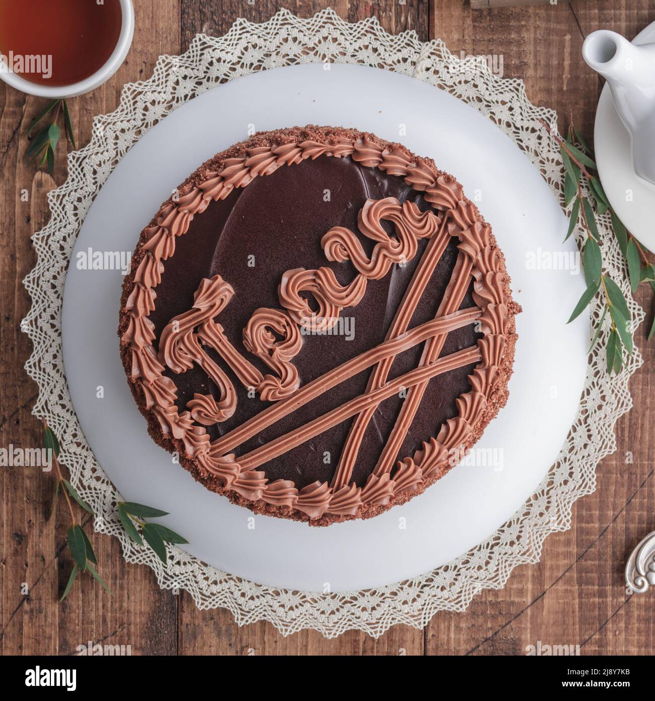 The whole cake top view Stock Photo - Alamy