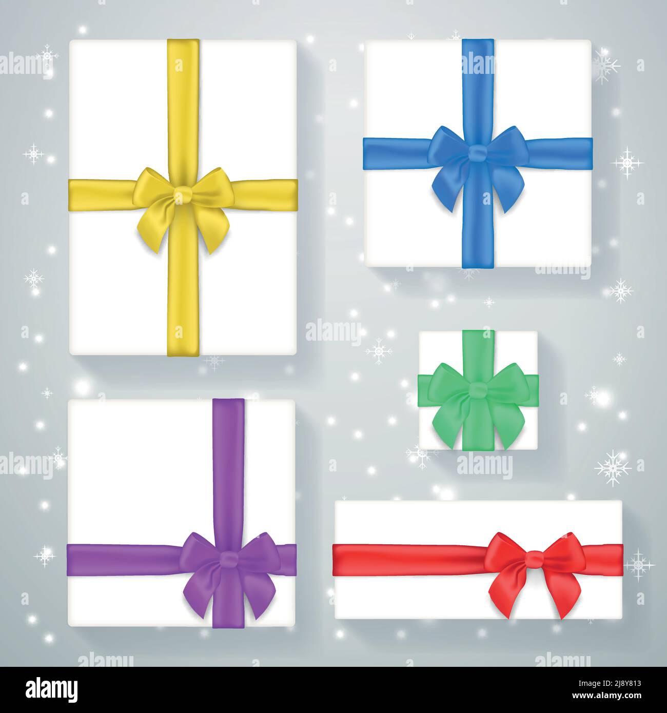 New Year gift box poster. Present for holiday, xmas and bow ...