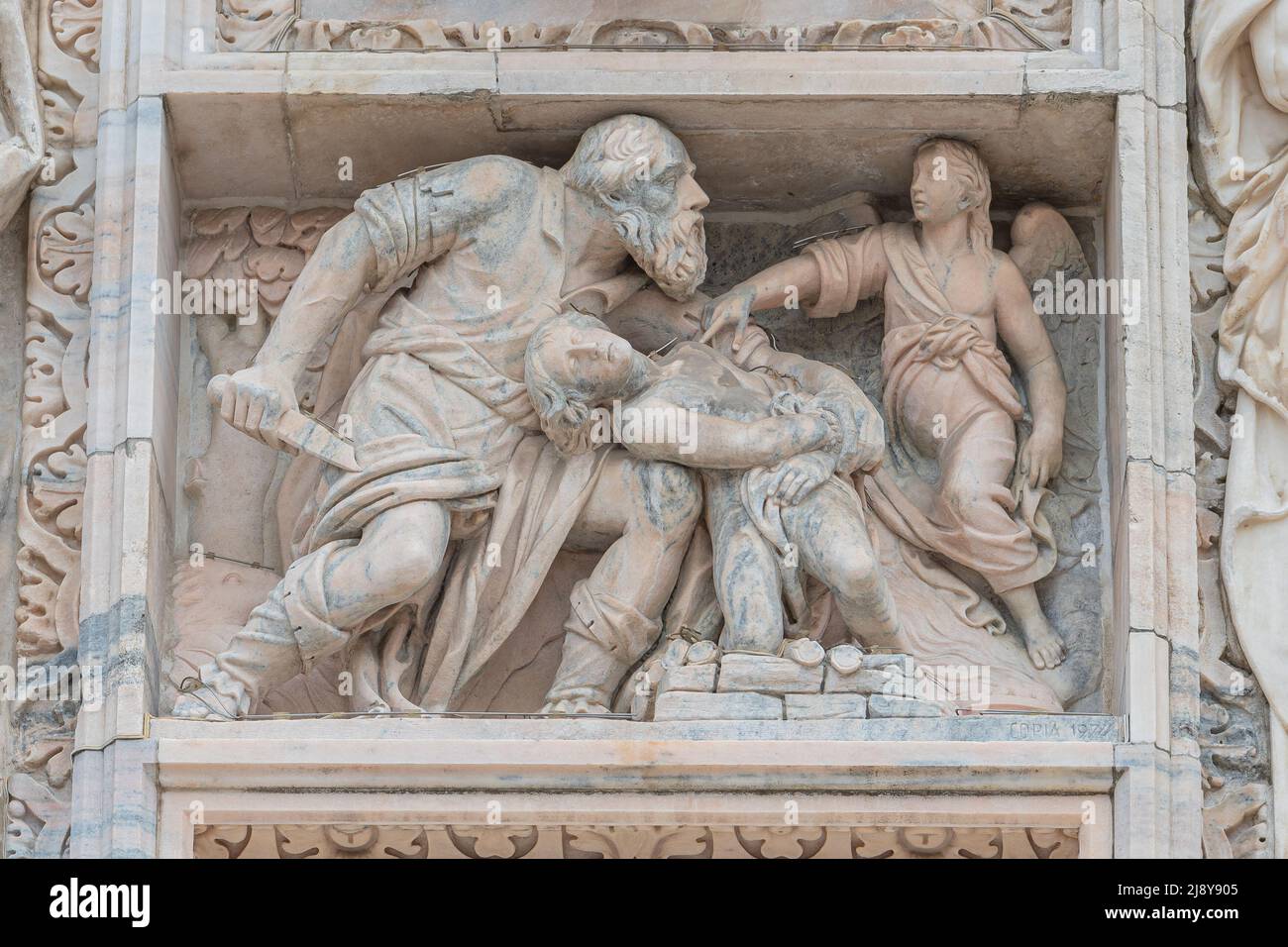 The statue of Binding of Isaac on Milano Cathedral or Duomo, is the ...