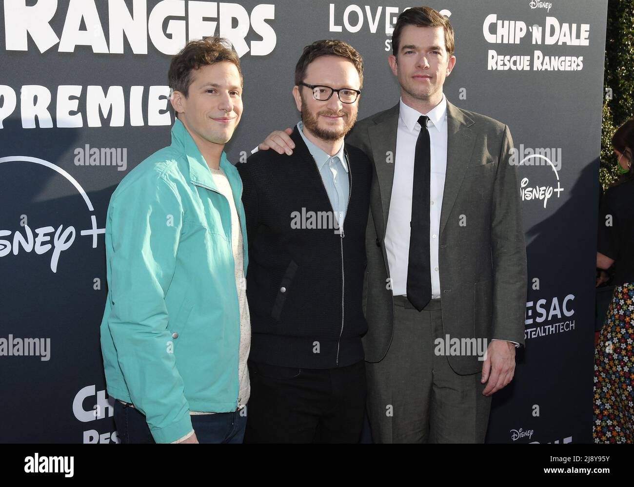 (L-R) Andy Samberg, Akiva Schaffer and John Mulaney at the CHIP ‘N DALE ...