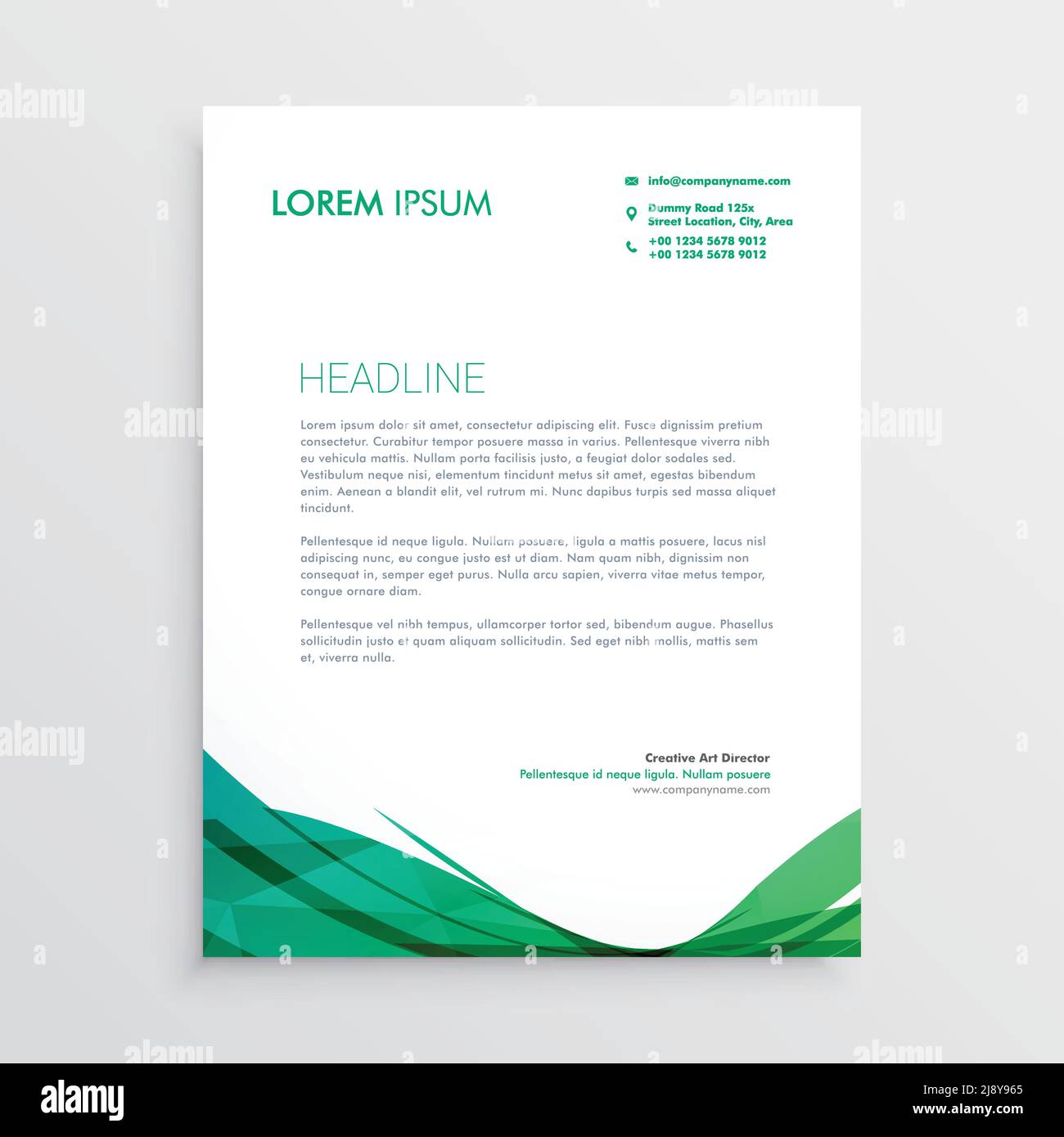 green wavy shape letterhead vector design template Stock Vector Image ...