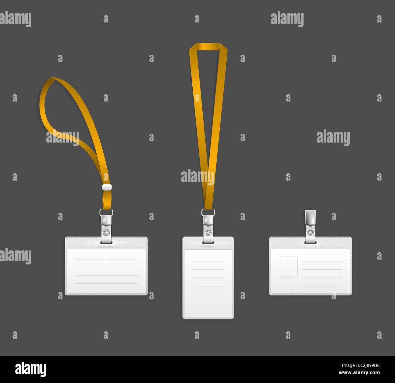 Lanyard, name tag holder end badge templates vector illustration Stock ...