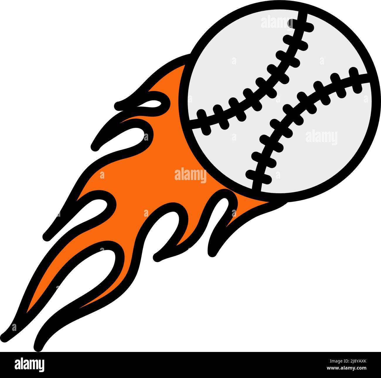Baseball Fire Ball Icon. Editable Bold Outline With Color Fill Design ...