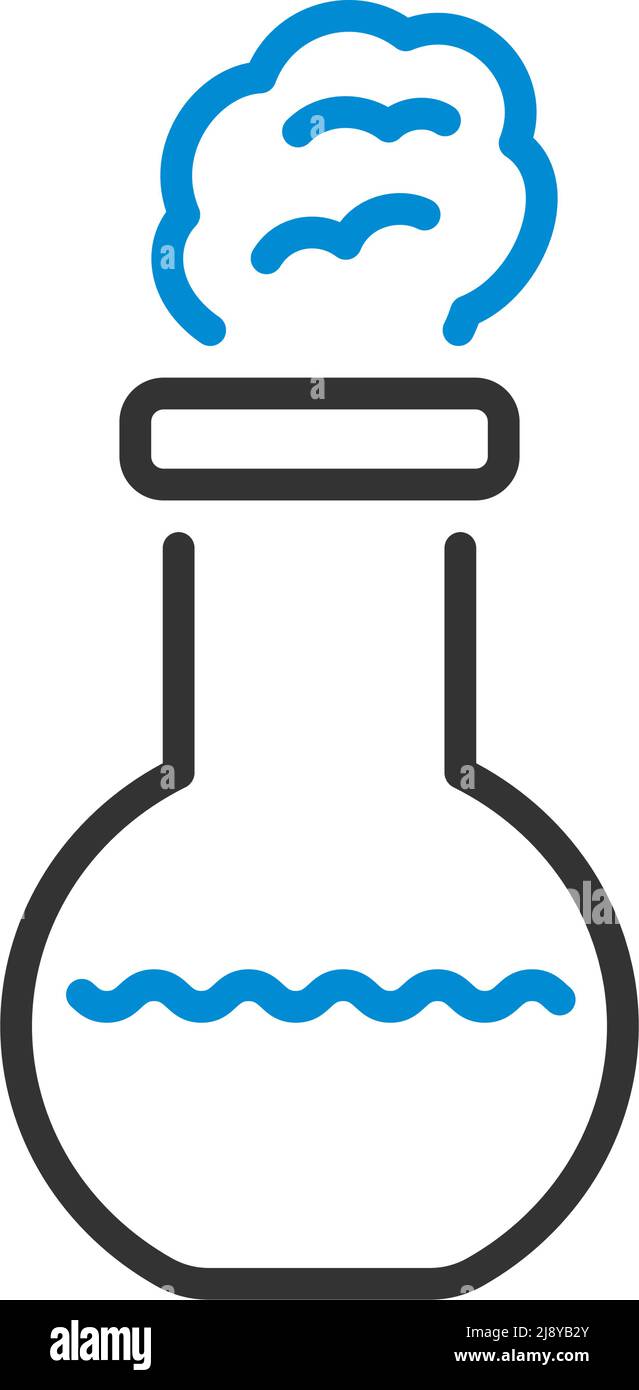 Icon Of Chemistry Bulb With Reaction Inside. Editable Bold Outline With ...