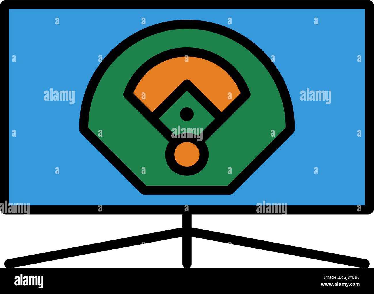 Baseball Tv Translation Icon. Editable Bold Outline With Color Fill ...