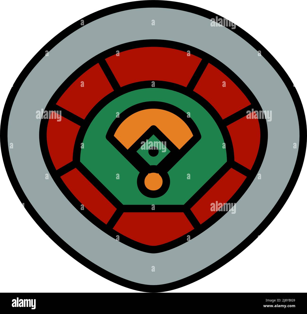 Baseball Stadium Icon. Editable Bold Outline With Color Fill Design ...