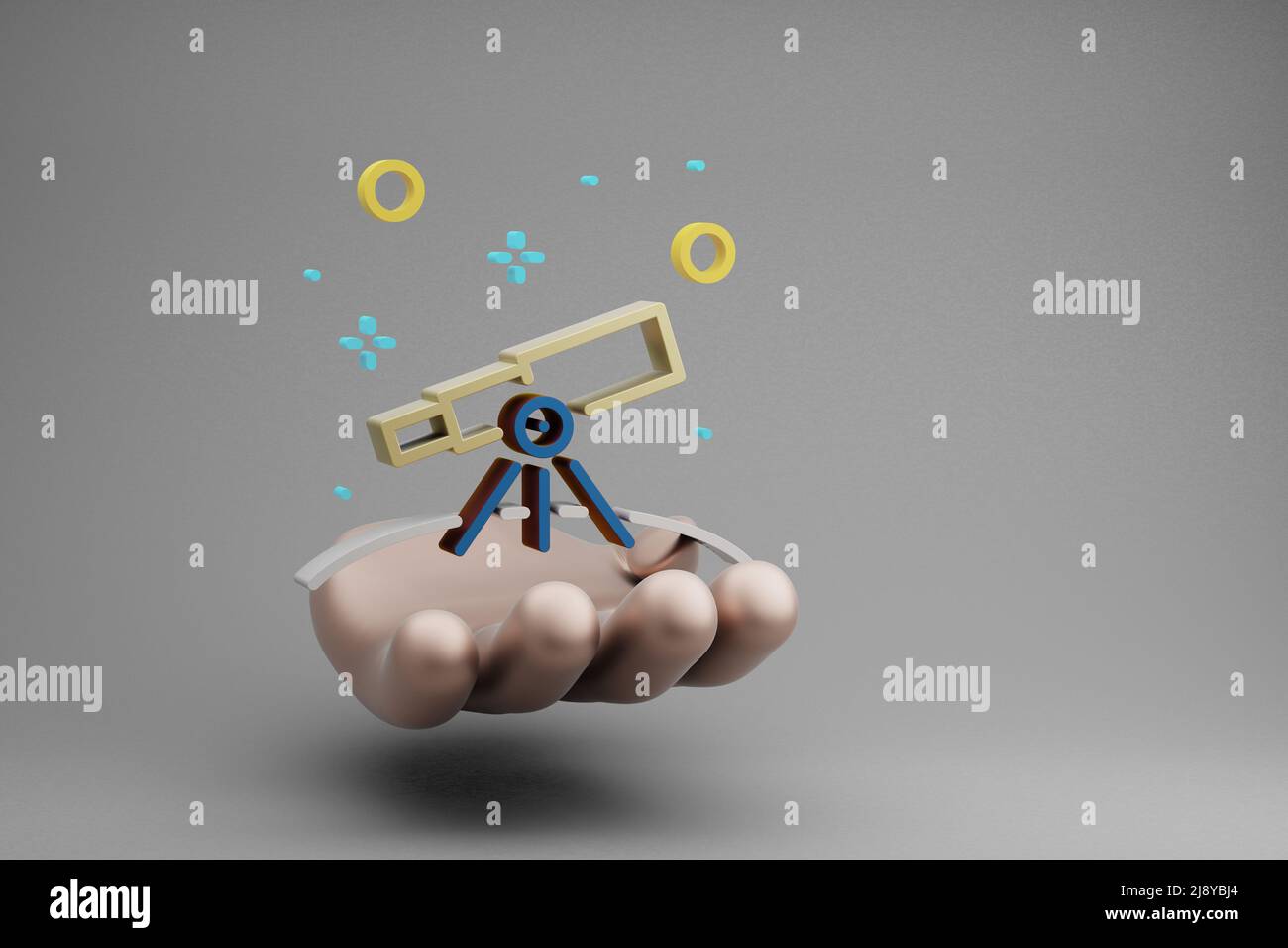 Beautiful abstract illustrations Golden Hand Holding Telescope and ...