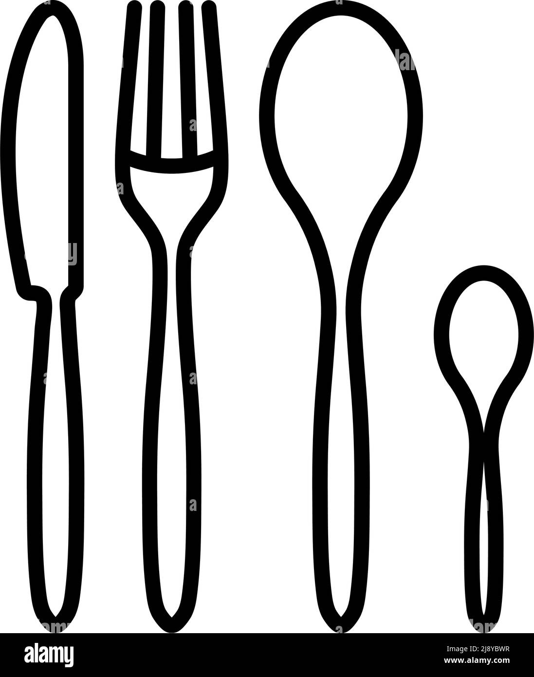 Silverware Set Icon. Bold outline design with editable stroke width ...