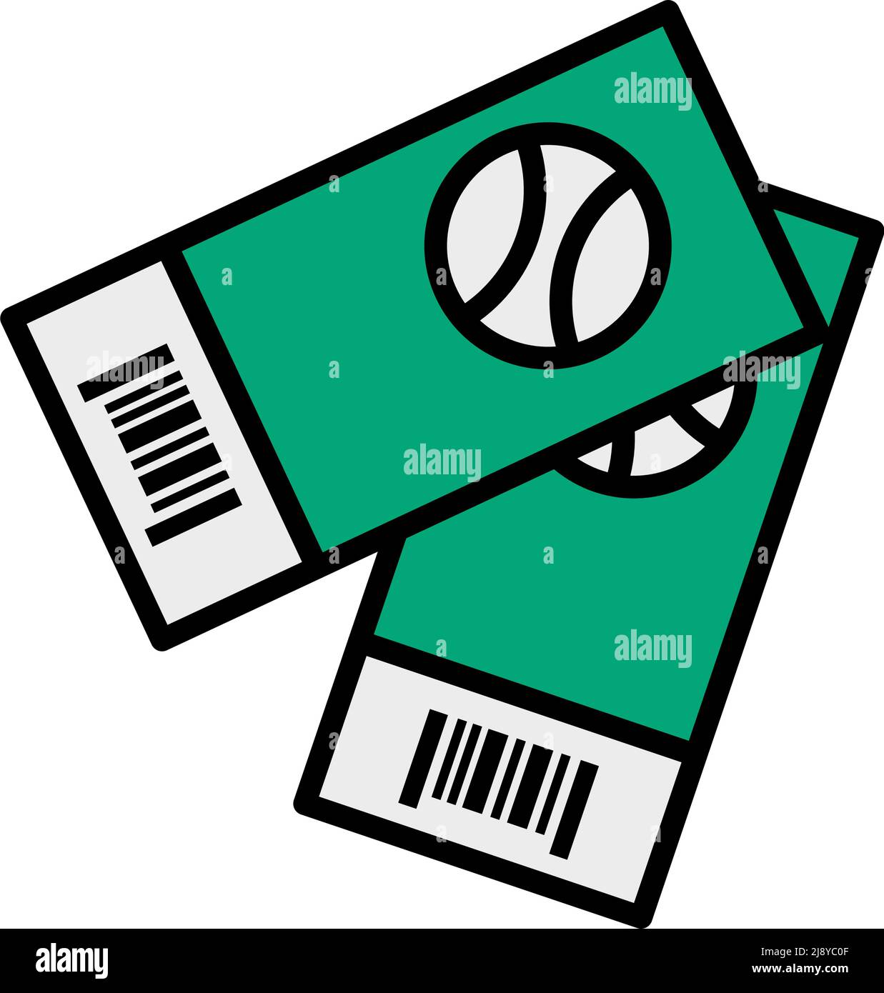 Baseball Tickets Icon. Editable Bold Outline With Color Fill Design ...