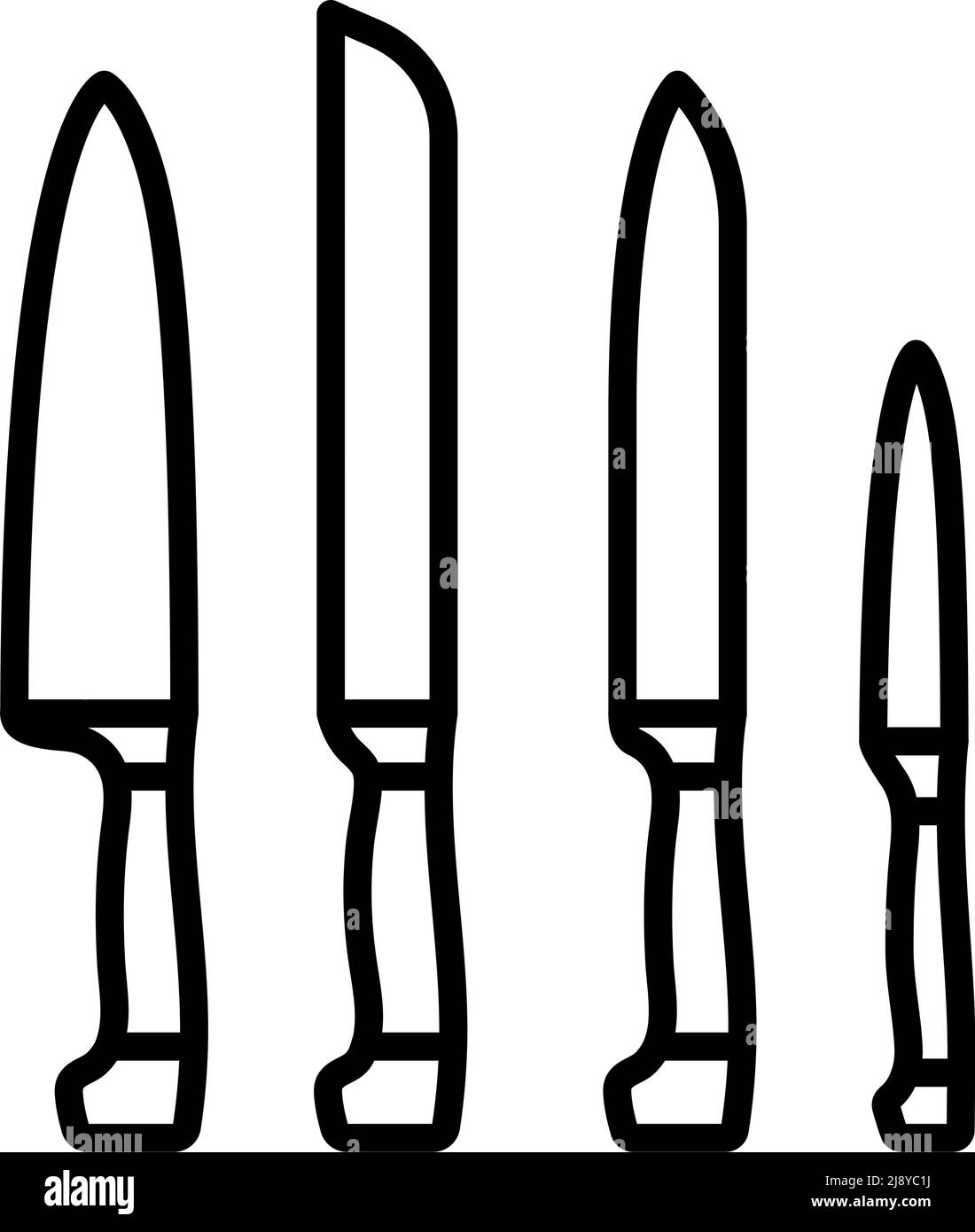 Kitchen Knife Set Icon. Bold outline design with editable stroke width ...