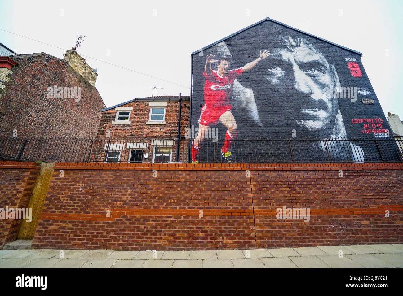 A mural of former Liverpool player Ian Rush, created by MurWalls is ...