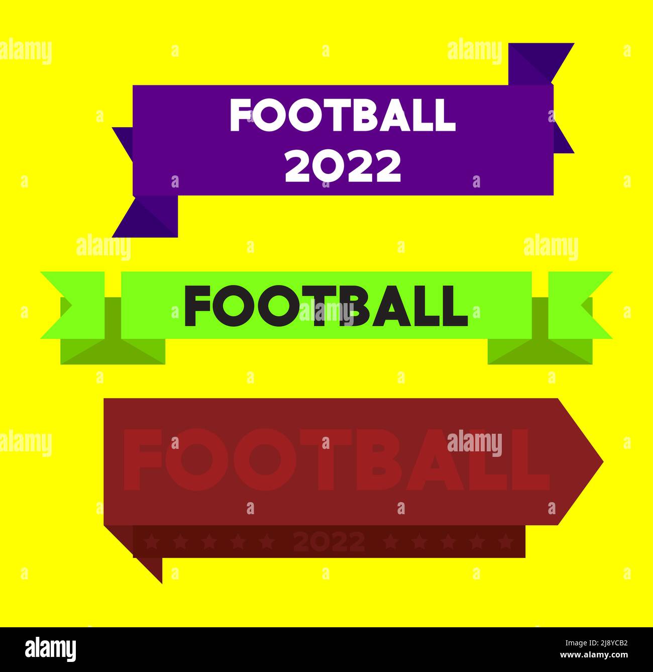 Set of ribbon with Football 2022 text. Banner template. Label sticker ...