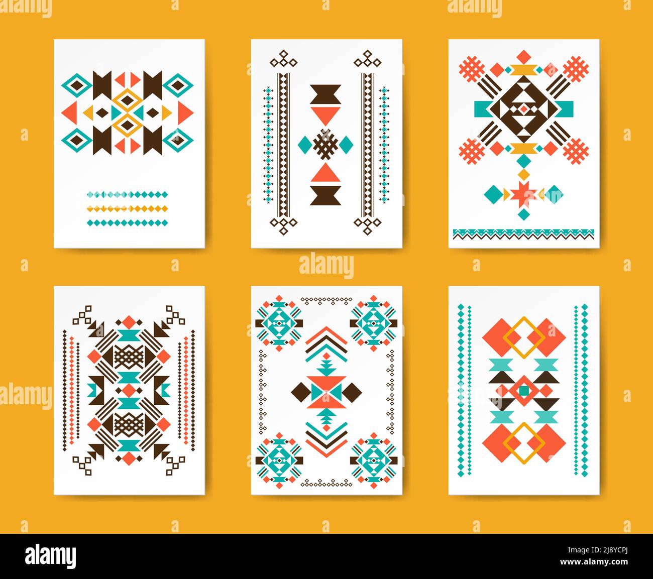 Geometric hipster tribal triangular flyers. Ethnic traditional graphic ...