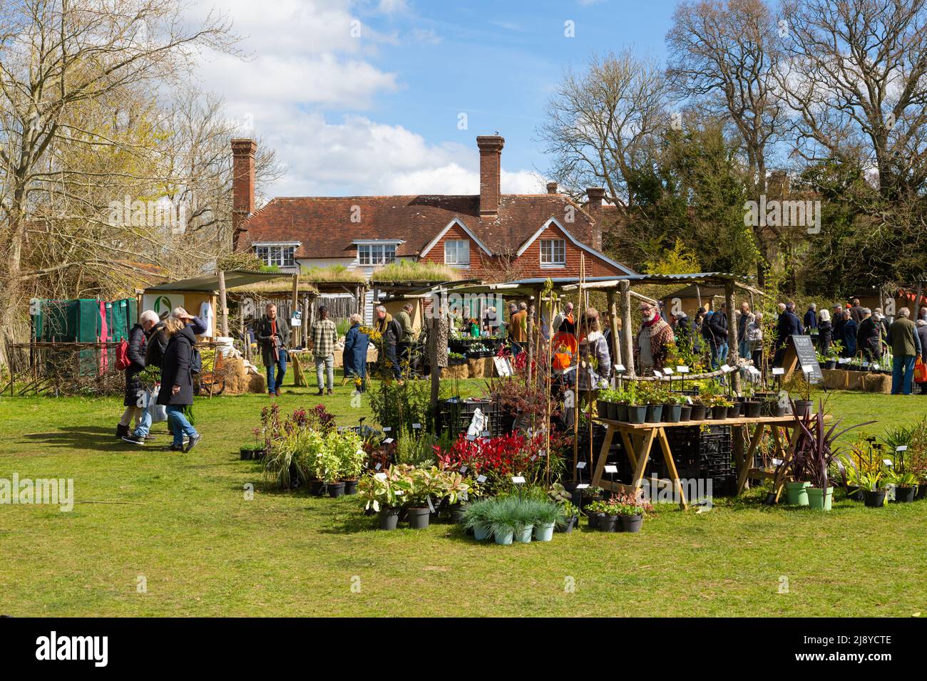 Great Dixter Spring Plant Fair, people and stalls, Northiam, East ...