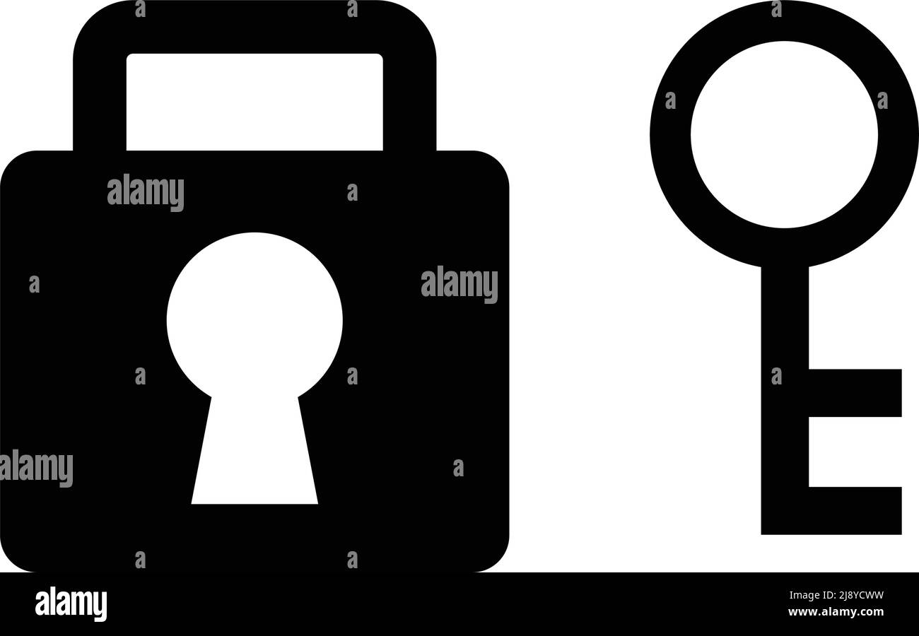 Padlock and key icons. Silhouette of a lock. Editable vector Stock ...