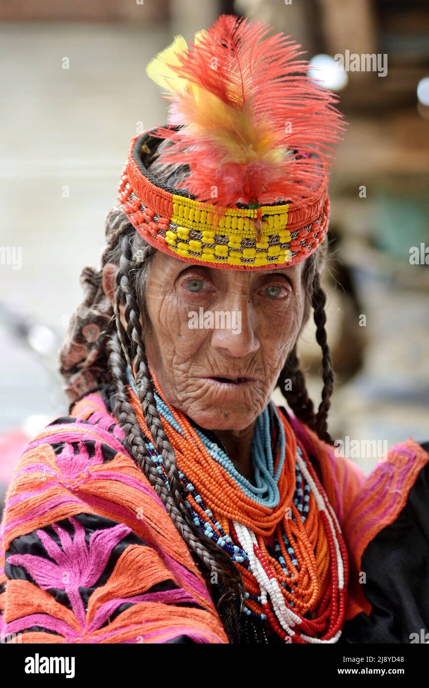 May 16, 2022, Kalash, KPK, Pakistan: Kalashi women and men wearing ...