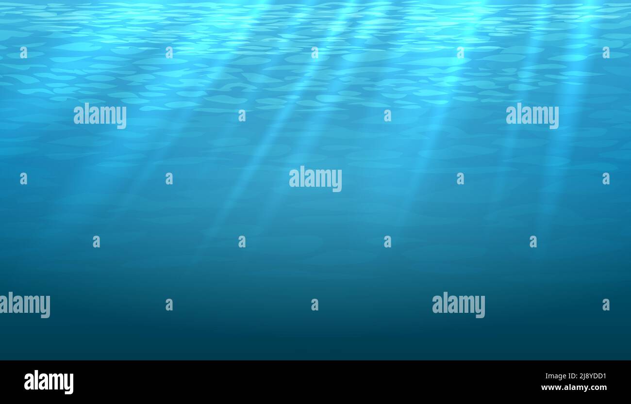 Empty underwater blue shine abstract vector background. Light and ...