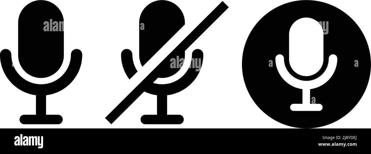 Microphone icon set. Flat design vector. Editable vector Stock Vector ...