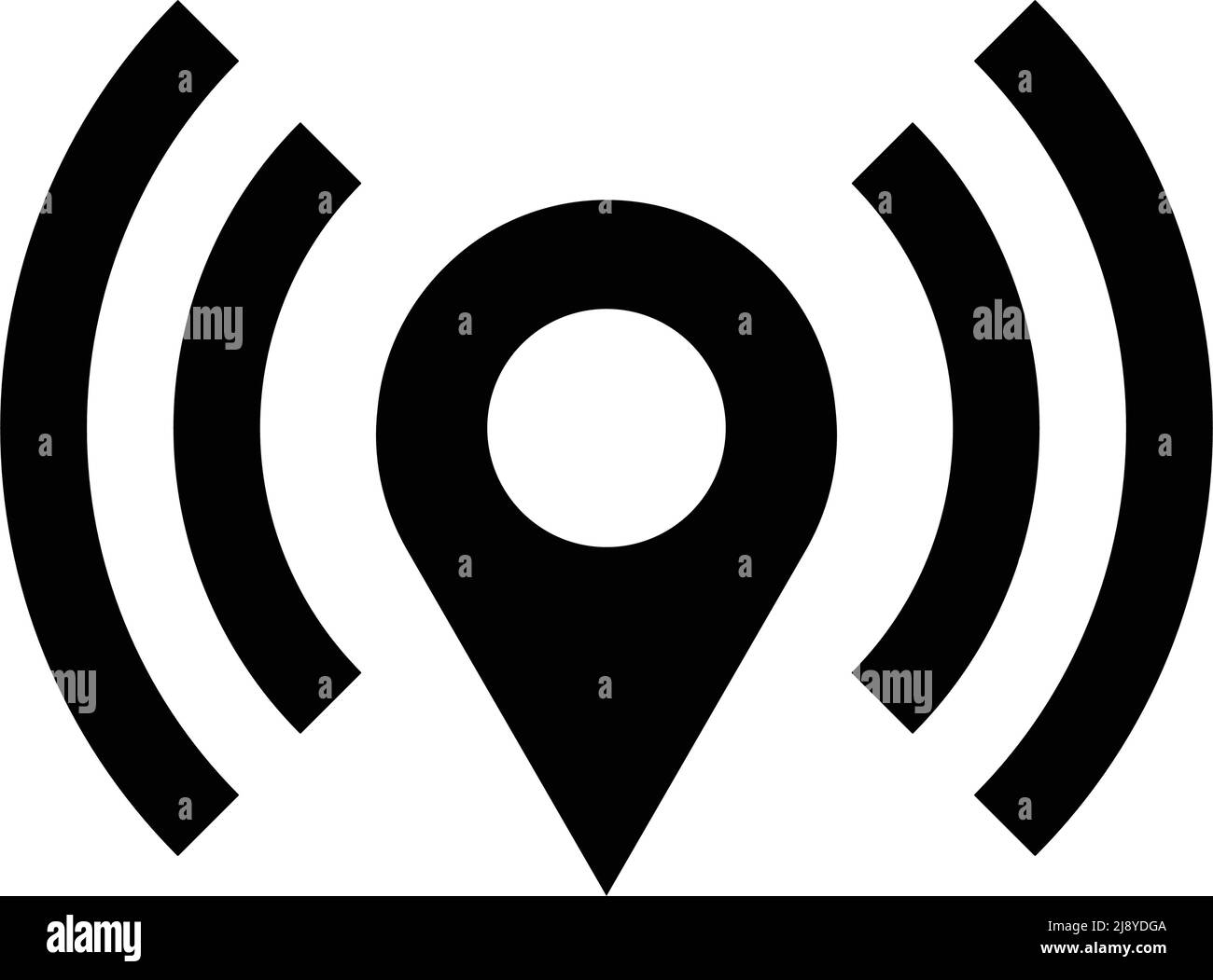 Map pins and radio silhouettes. Editable vector Stock Vector Image ...