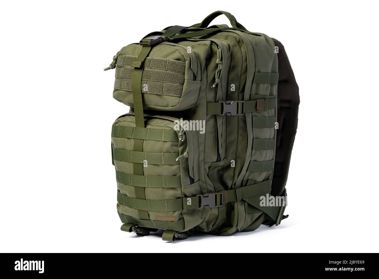 Military backpack isolated on a white background Stock Photo - Alamy
