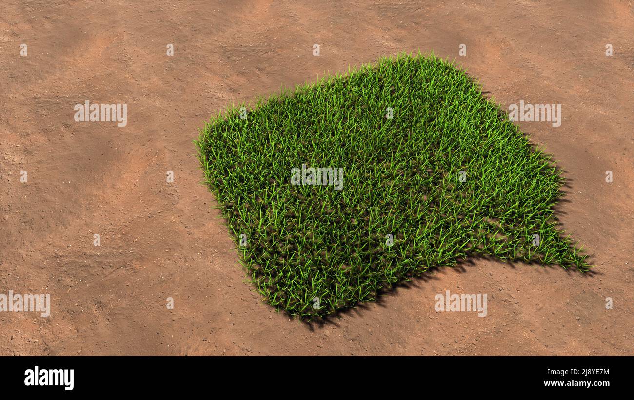 Concept conceptual green summer lawn grass symbol shape on brown soil ...