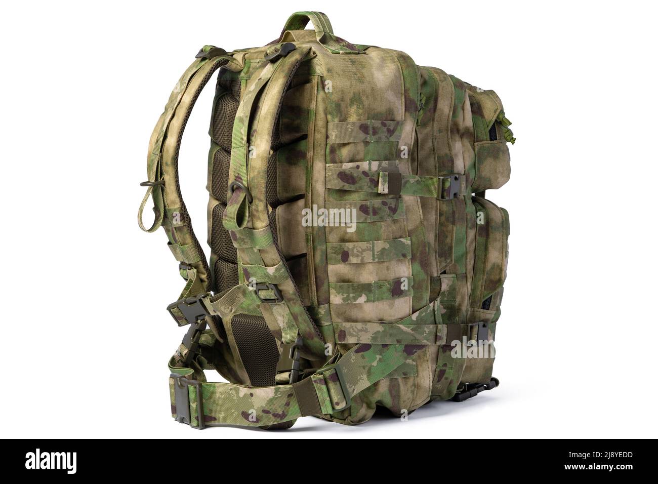 Military backpack isolated on a white background Stock Photo - Alamy