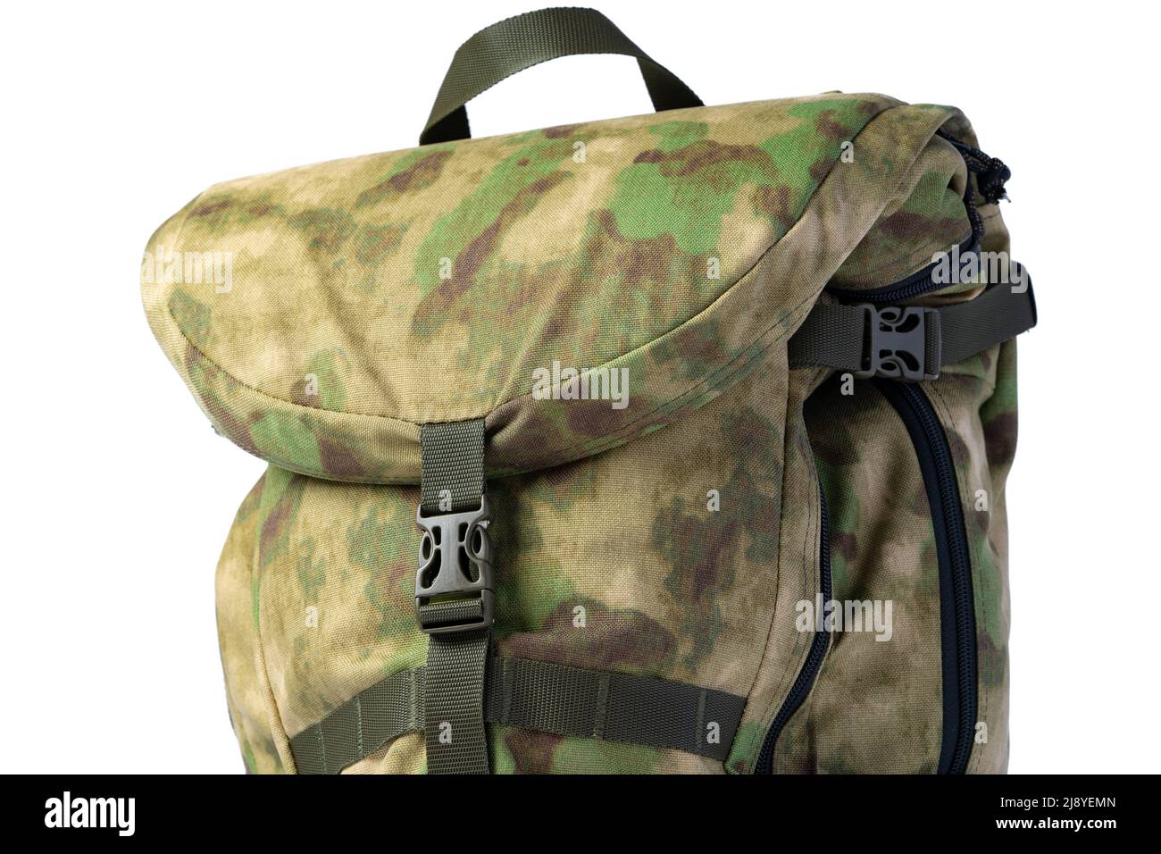 Close up still life of a green army tactical backpack Stock Photo - Alamy