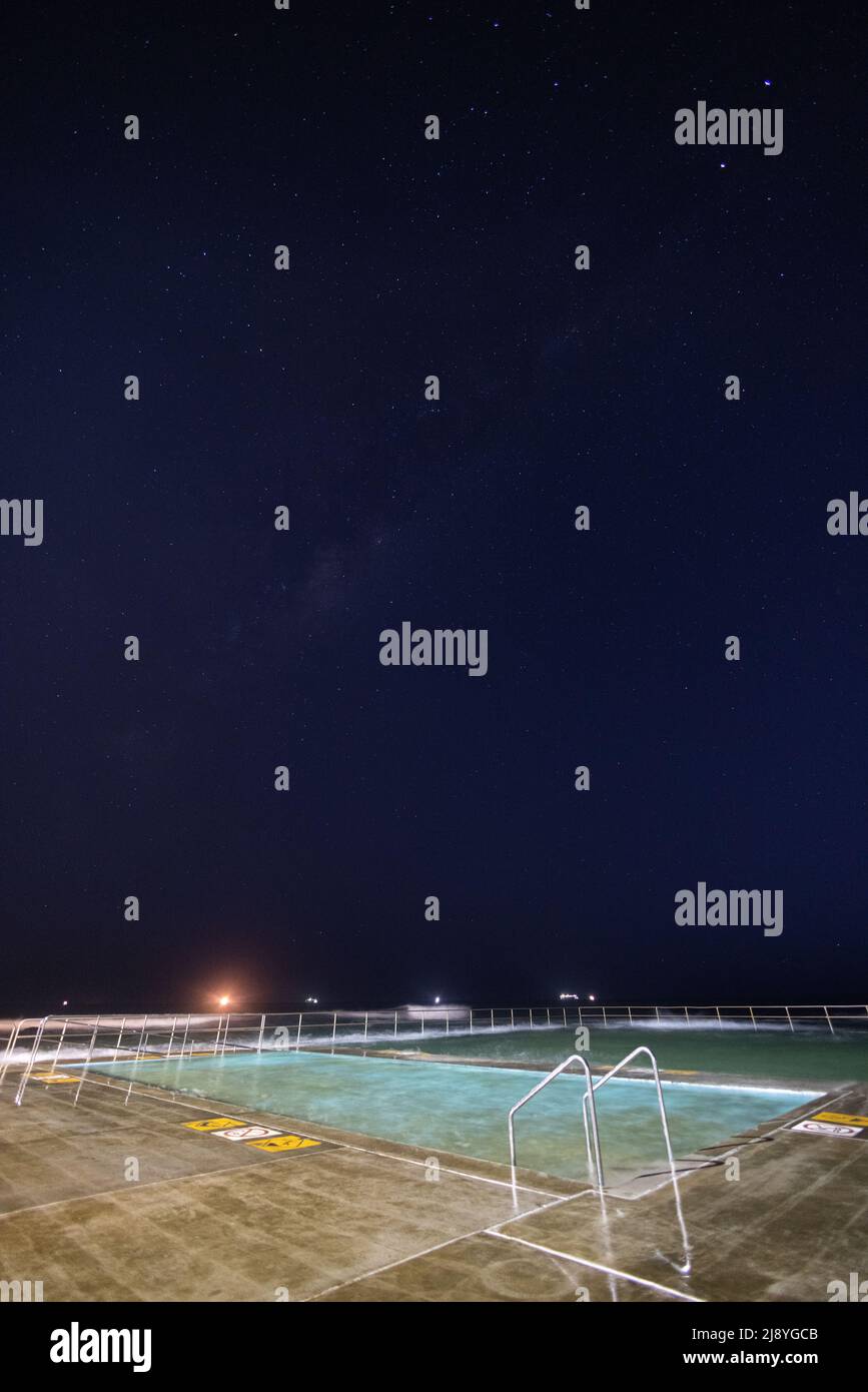 Towradgi Beach ocean pool at night Stock Photo - Alamy