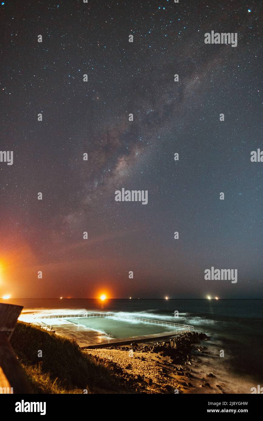 Towradgi Beach ocean pool at night Stock Photo - Alamy