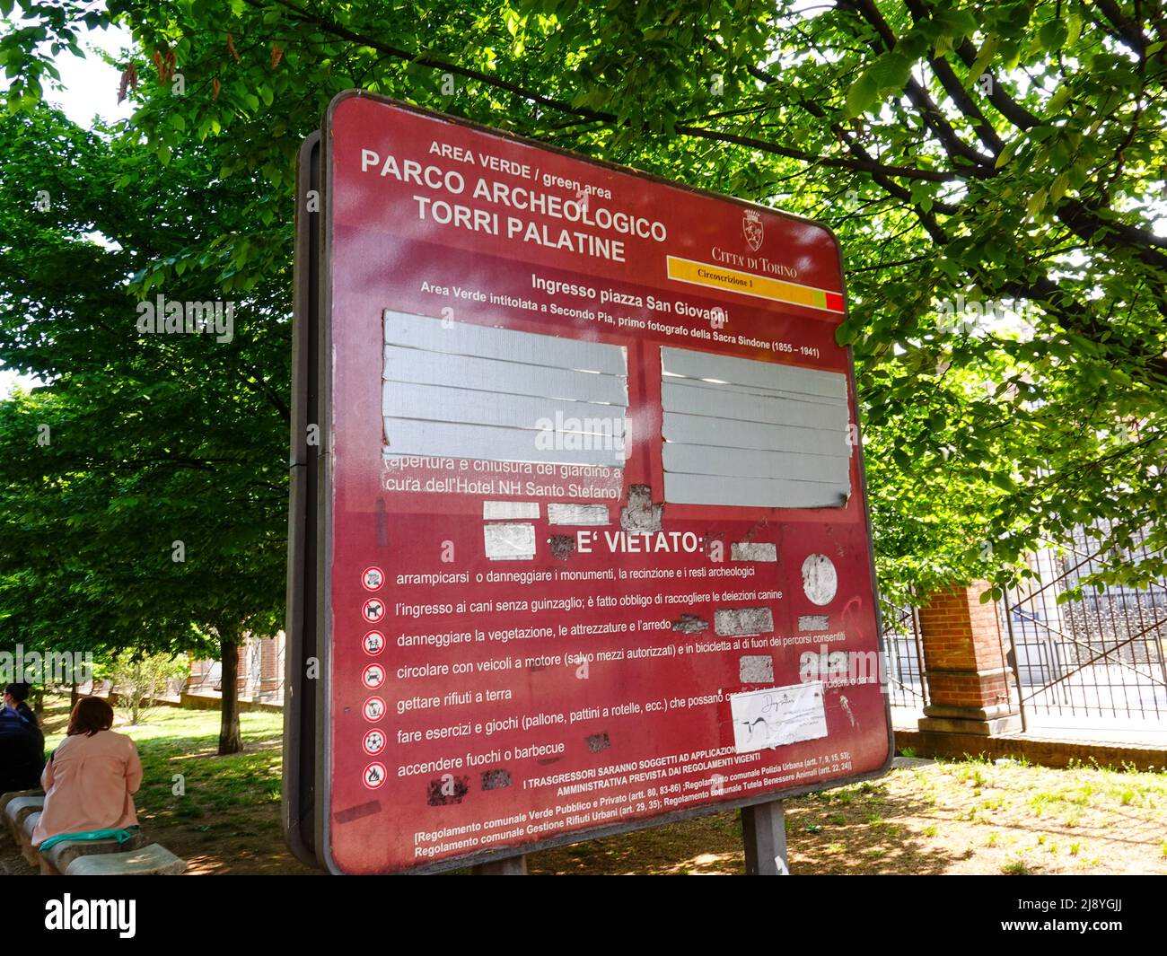 Parco Archeologico, Torri Palatine sign at the entrance to the ...