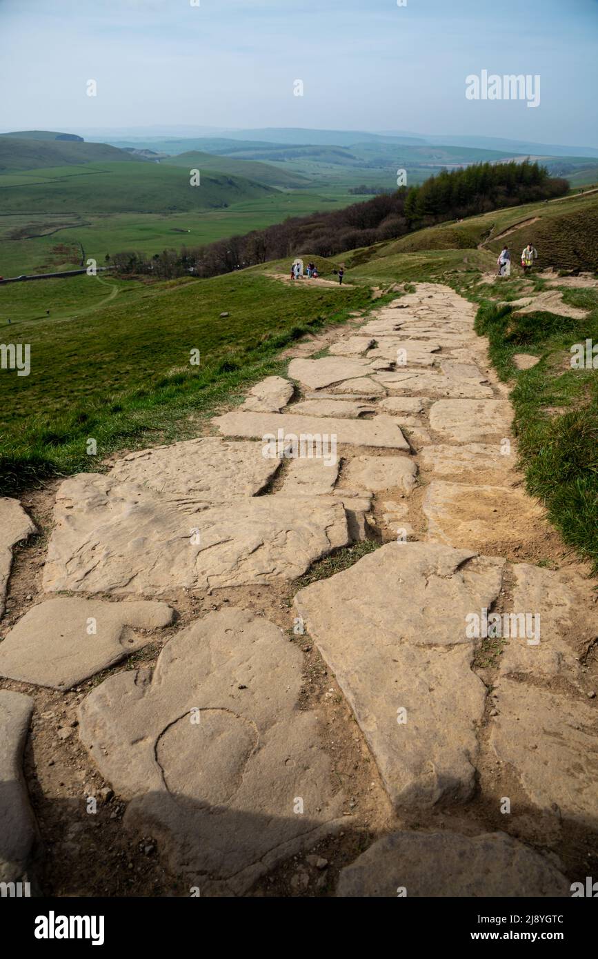 Path to the top of Mam Tor in the National Park Peak District, England ...
