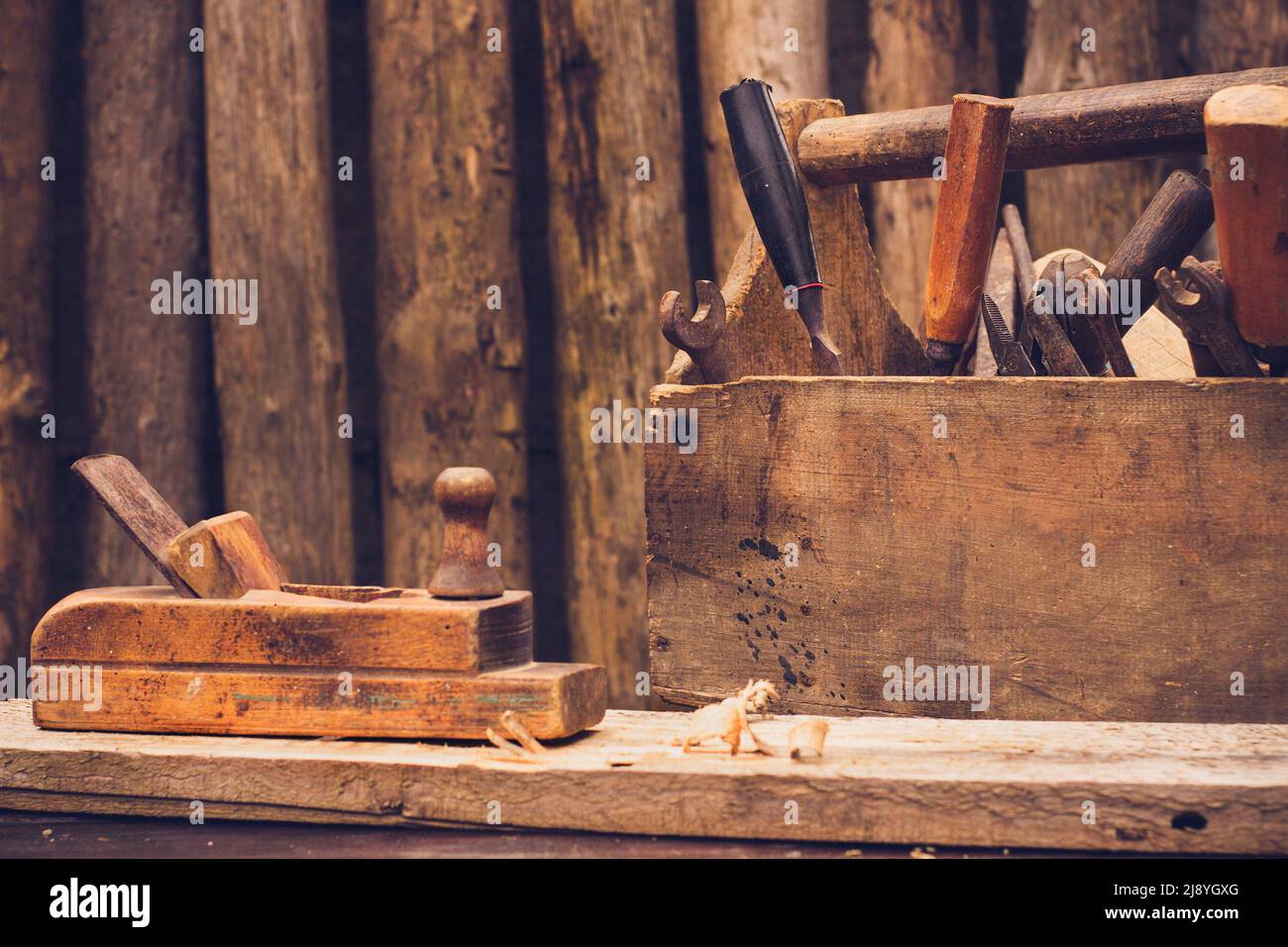 Old joinery tool box hi-res stock photography and images - Alamy