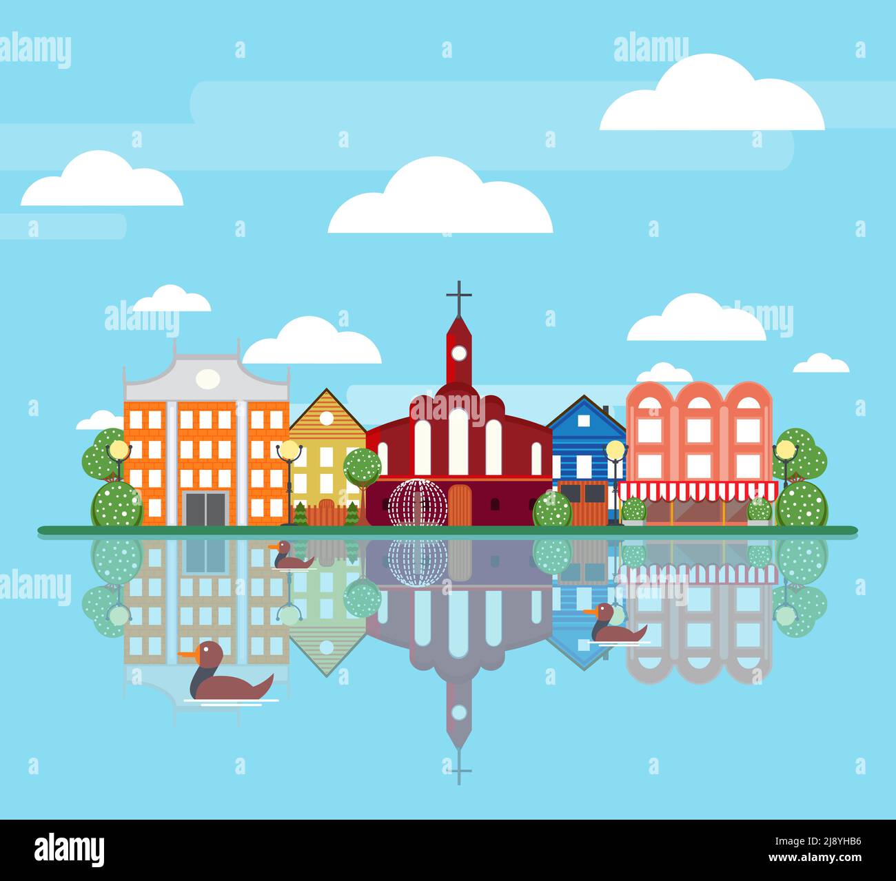 Reflection apartment buildings in window Stock Vector Images - Alamy