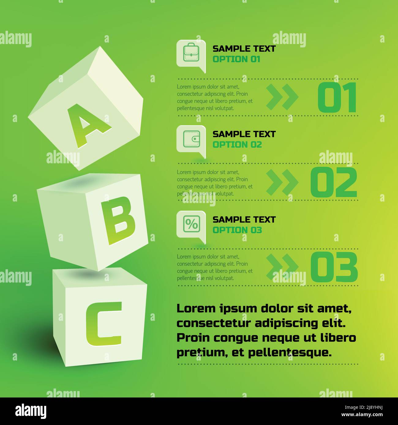 Infographic business cubes template with three white 3d squares text ...