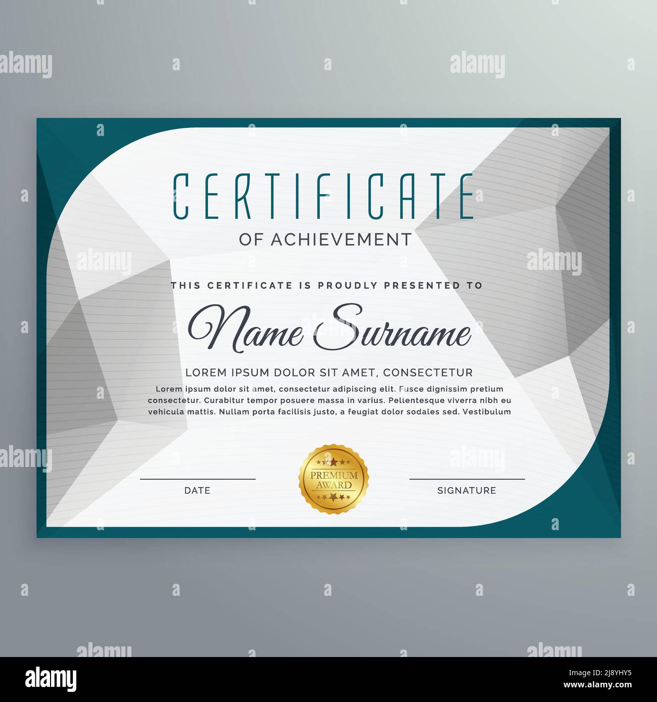 Creative Simple Certificate Design Template With Abstract Shape Stock