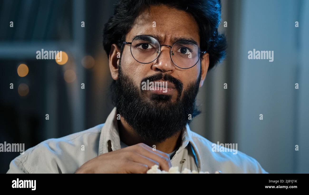 Male home portrait serious interested attentive Arabic Hispanic Indian ...