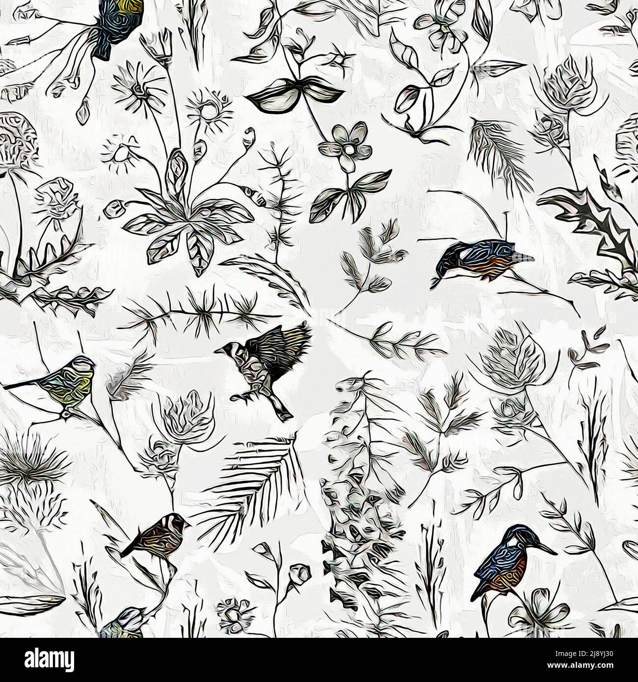 Textile and wallpaper patterns. A printable digital illustration work ...