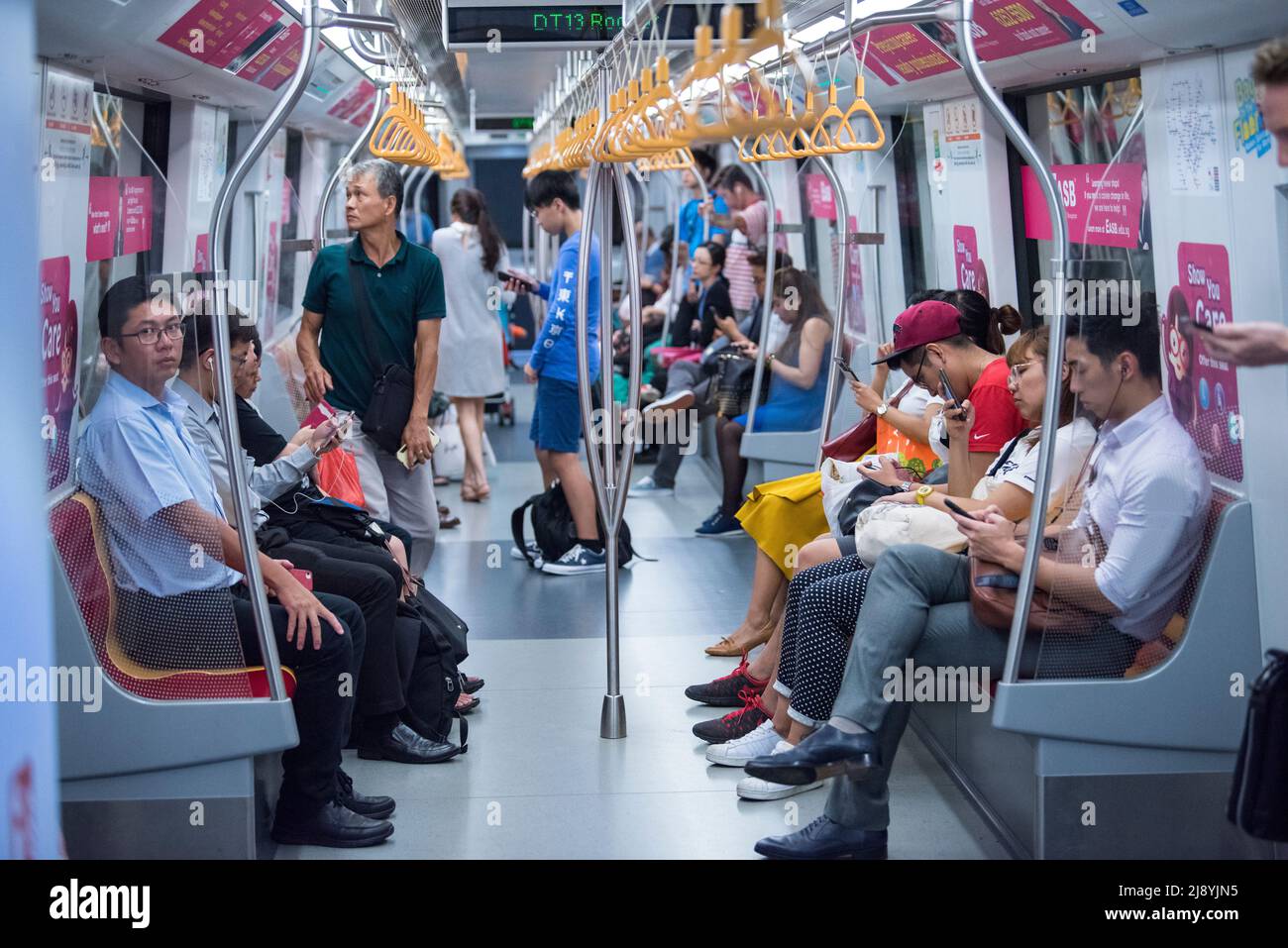 Singapore City, Singapore - September 08, 2019: Passengers in a Mass ...