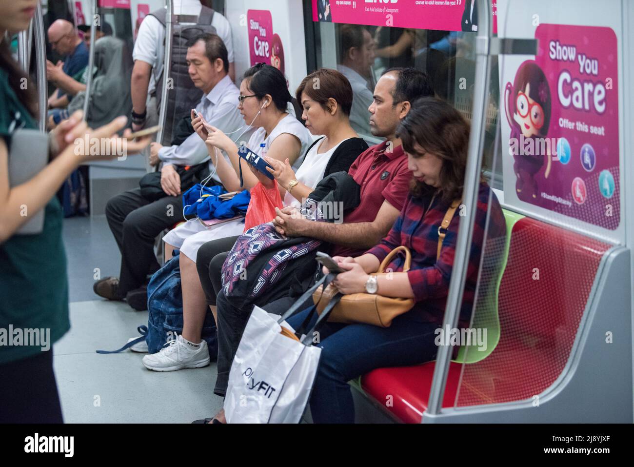 Singapore City, Singapore - September 08, 2019: Passengers in a Mass ...
