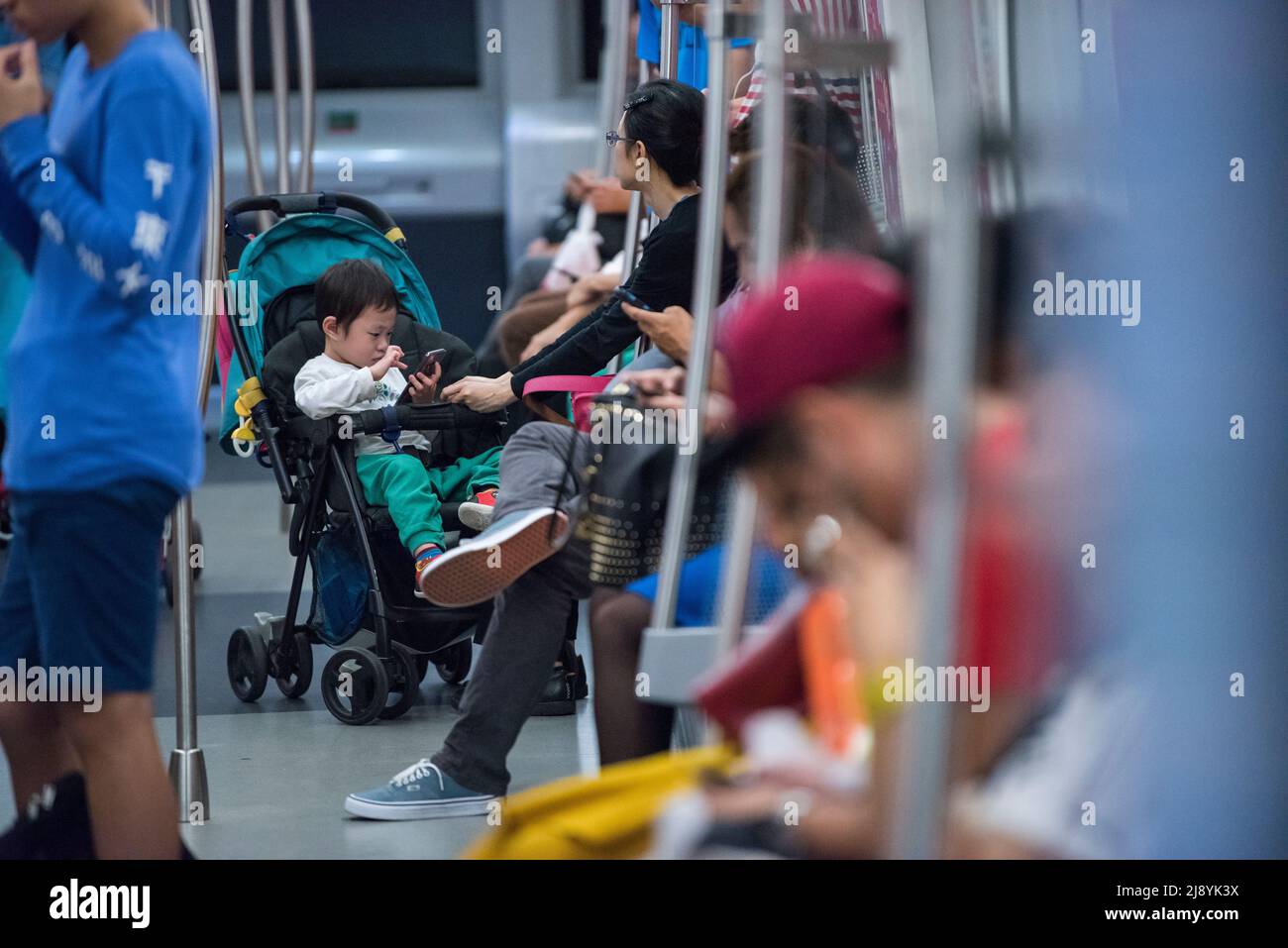 Singapore City, Singapore - September 08, 2019: Passengers in a Mass ...