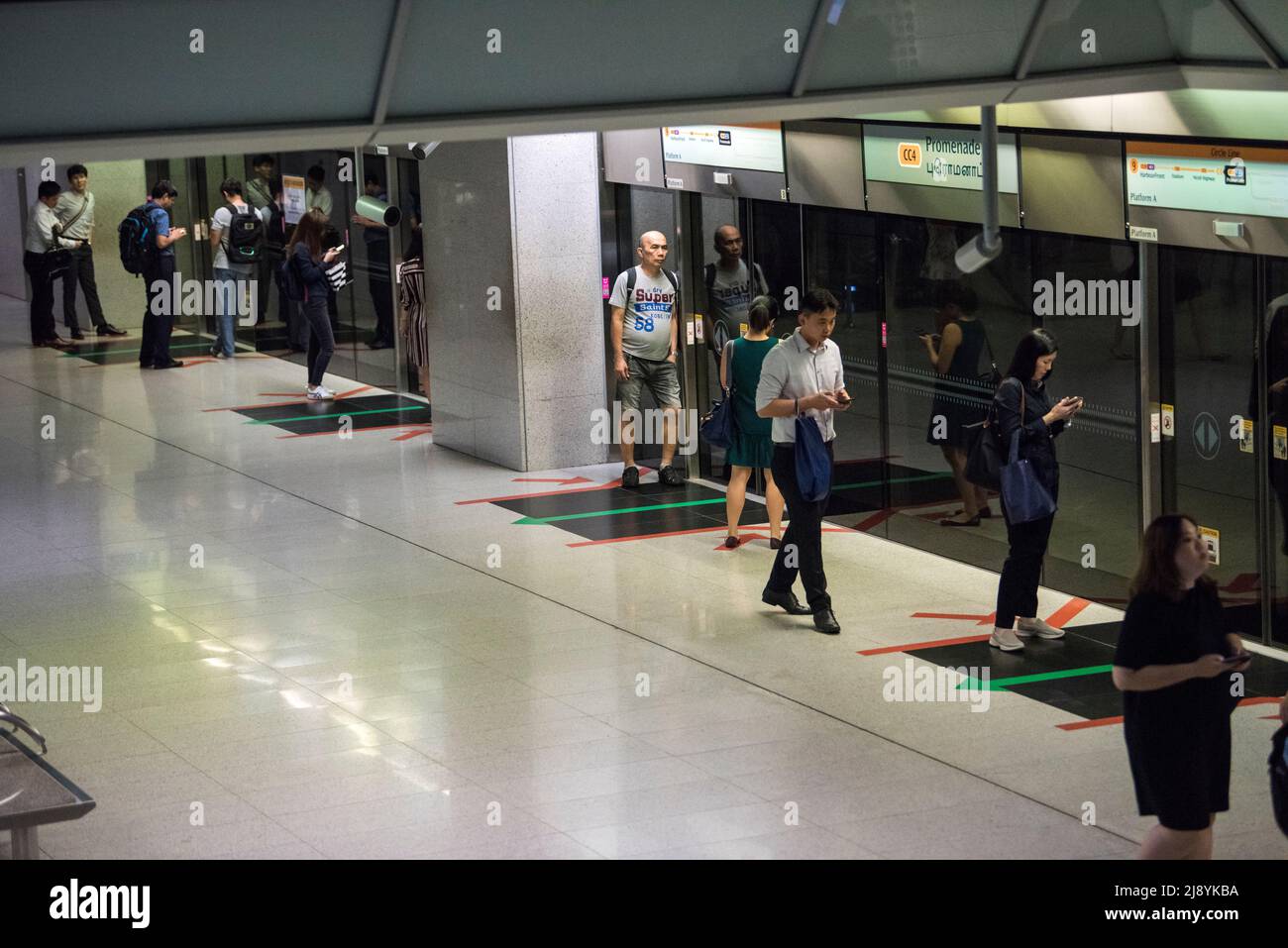 Singapore City, Singapore - September 08, 2019: Passengers in a Mass ...