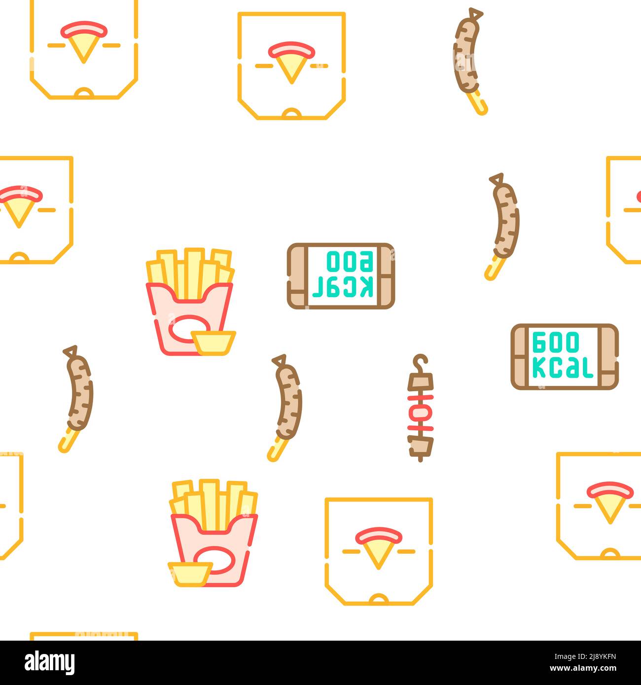 Take Away Food Service Vector Seamless Pattern Stock Vector Image & Art ...